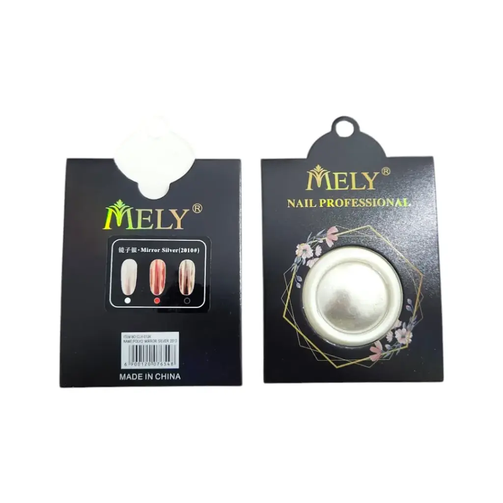 Polvo mirror silver para uñas MELY___ PACK X5PCS | Glamazone